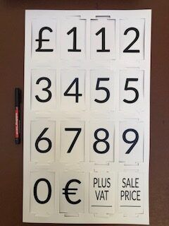 Visor panel number sheets for auto dealerships & garages - Autotag UK