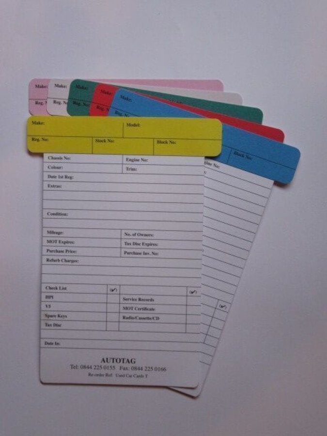Used Car T-Cards for Autotag Visual Planning Systems.