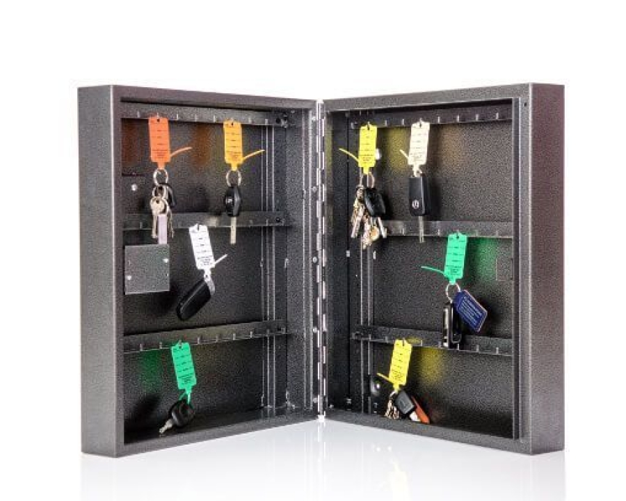 Small key cabinet for key tags & fobs for showroom, garage & workshop