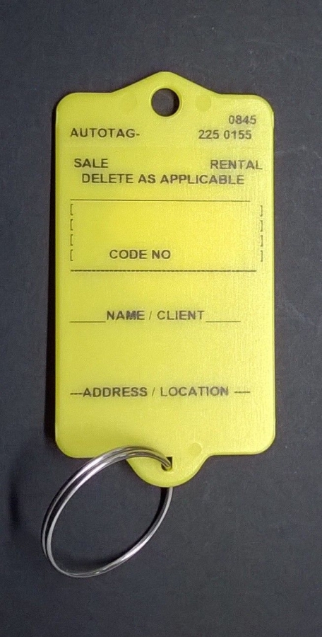 Estate agent key tags for property services, letting & rental agencies
